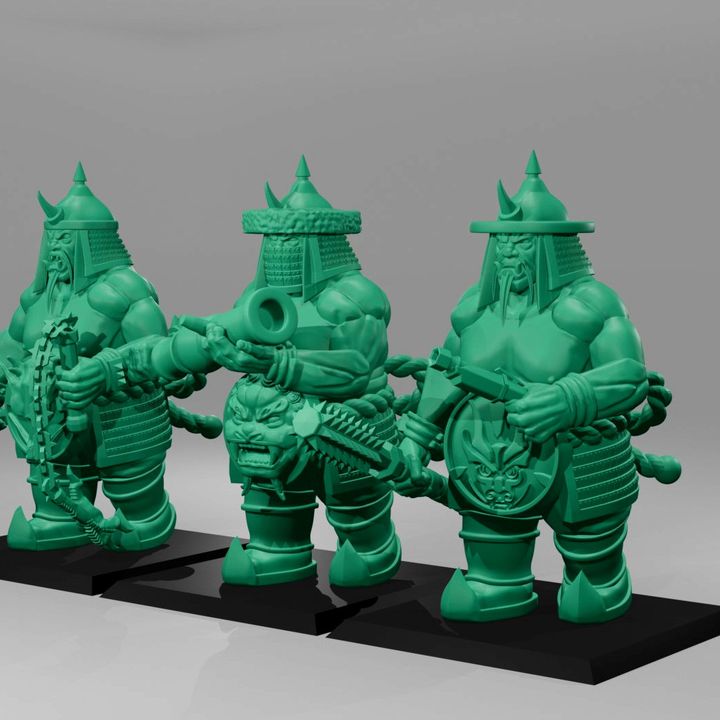 3D Printable Cathay Imperial Ogre Mercenaries by Cosmic Brother Miniatures